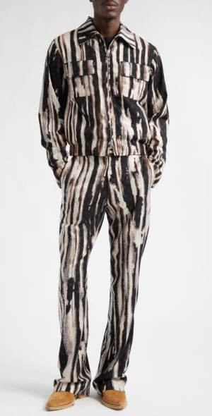 AMIRI - Monogram Paisley Crystal Embellished Bleached Wool Blend Jacket in Black-Wool /Nylon at ...