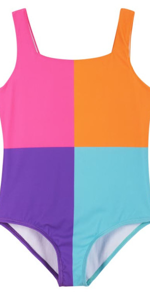 Andy & Evan - Kids' Neon Colorblock One-Piece Swimsuit in Pink Block at ...