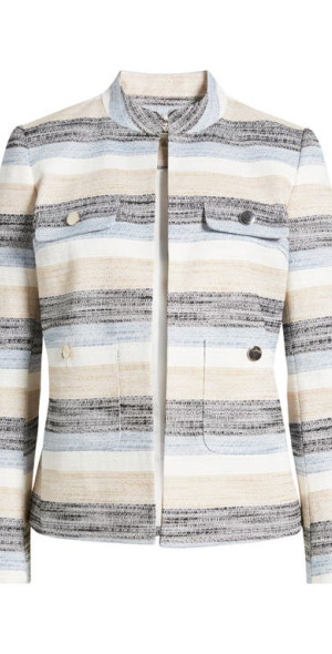 Anne Klein - Stripe Tweed Jacket in Light Coffee Multi