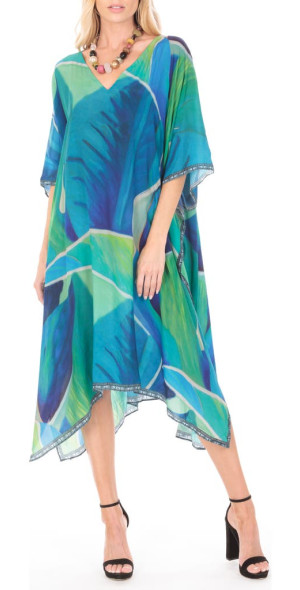 APNY - Elbow Sleeve High-Low Caftan Dress in Multi at Nordstrom