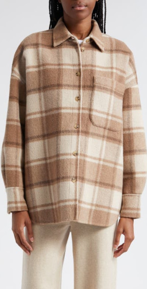ATM Anthony Thomas Melillo - Plaid Flannel Shirt Jacket in Natural Be ...