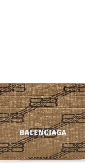 Balenciaga - BB Monogram Print Coated Canvas Card Case in Beige/Brown ...