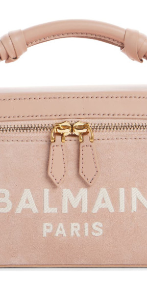 Balmain - B-Army Suede Vanity Crossbody Bag in 0Dx Light Pink at Nordstrom