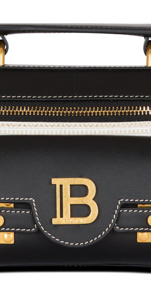 Balmain - B-Buzz Raffia & Leather Vanity Crossbody Bag in Cream/Black ...