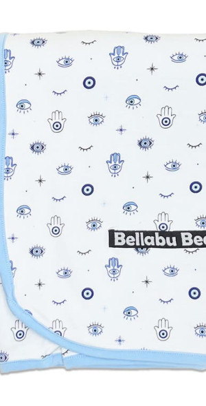 Bellabu Bear - Kids' The Eye Print Reversible Blanket in White With ...