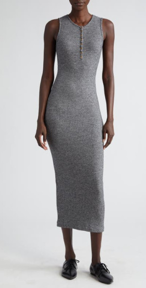 BITE Studios - Dimanche Rib Henley MidiTank Dress in Black And White at ...