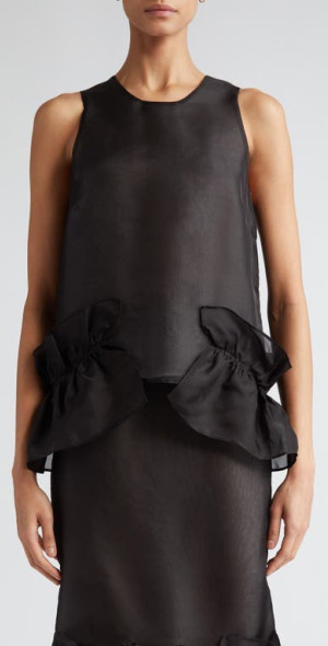 BITE Studios - Frill Organic Silk Top in Black