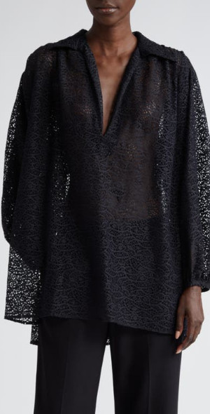 BITE Studios - Nuancer Oversize Lace Top in Black Lace at Nordstrom