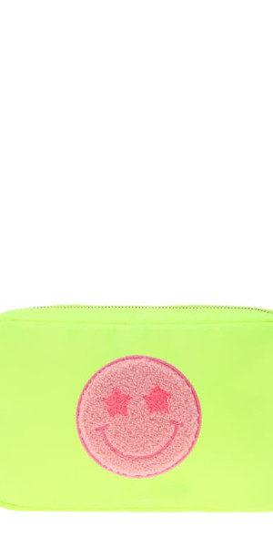 Bloc Bags - Medium Smiley Cosmetics Bag in Neon Yellow