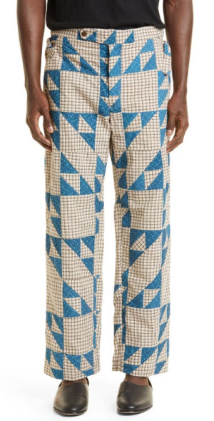 Bode - Wandering Love Side Tie Patchwork Quilt Trousers in Black Multi ...