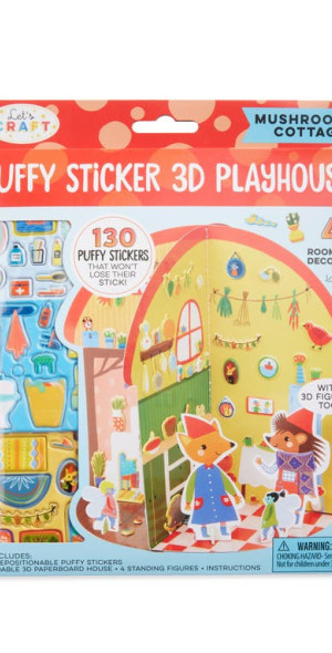 BRIGHT STRIPES - Mushroom Cottage 3D Playhouse Puffy Sticker Set in ...