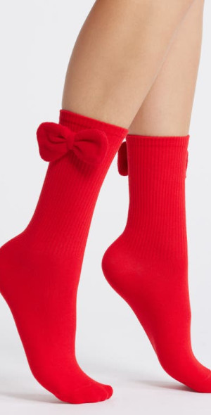 Casa Clara - Bow Crew Socks in Red at Nordstrom