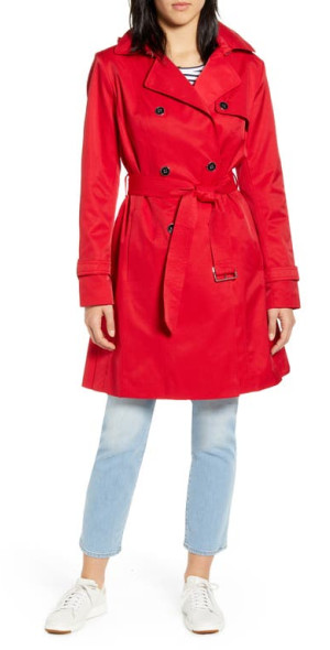 Cole Haan Signature - Hooded Trench Coat in Red