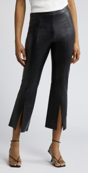 Commando - Split Front Ankle Faux Leather Pants in Black