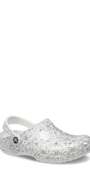 white glitter crocs