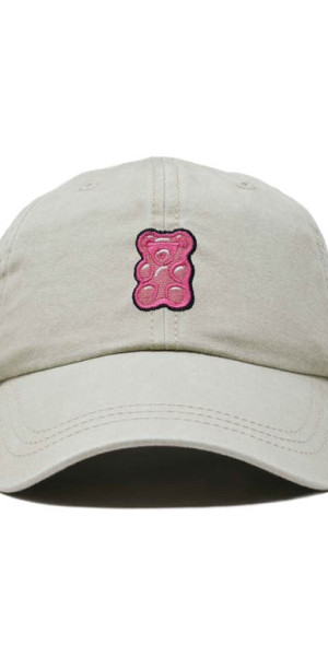 Dalix - Pink Gummy Embroidered Casual Cap in Washed Stone White at ...