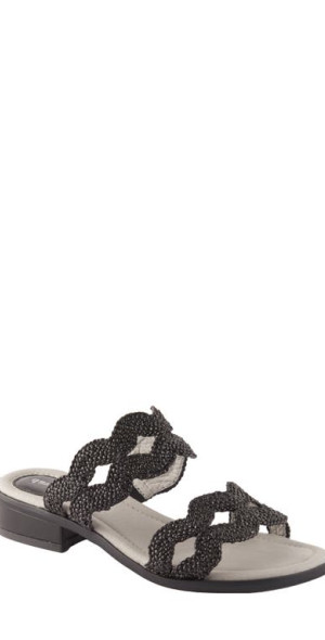 David Tate - Journey Slide Sandal in Black Rayon Fabric