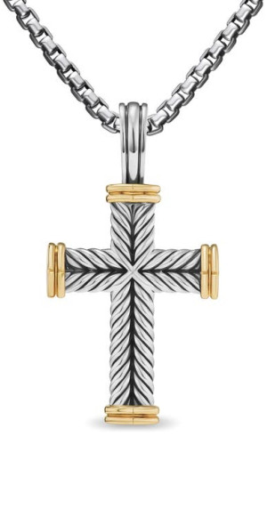 David Yurman - Chevron Cross Enhancer Pendant in Sterling Silver And ...