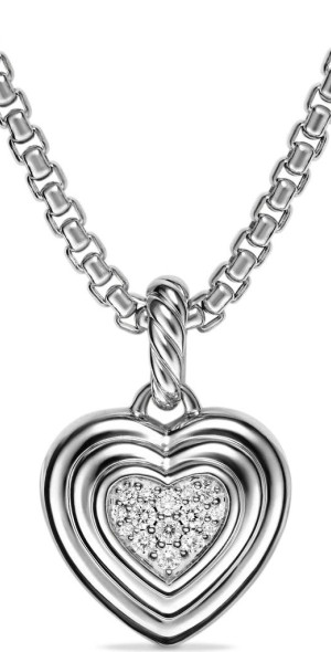 David Yurman - Puffy Heart Amulet in Sterling Silver with Diamonds ...