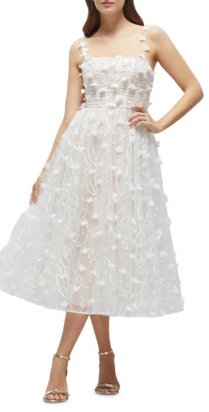 Dessy Collection - 3D Floral Cocktail Dress in Ivory