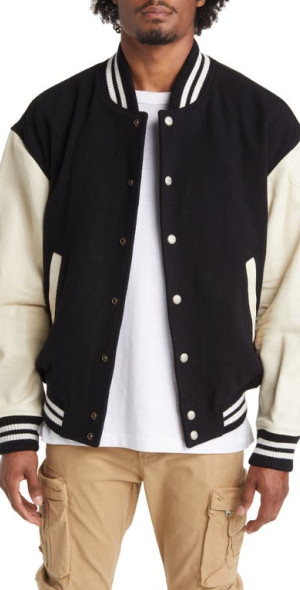 DIESEL® - DIESEL Franz Varsity Jacket in Black