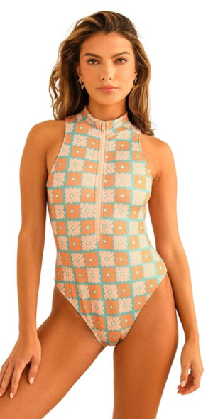 Dippin Daisys - Off-Shore Front Zipper Sleeveless One Piece in Daisy Dukes