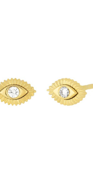 EF Collection - Evil Eye Diamond Stud Earrings in 14K Yellow Gold