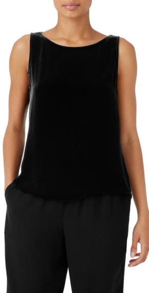 Eileen Fisher - Bateau Neck Velvet Tank in Black