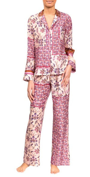 Everyday Ritual - Allison Angela Floral Cotton & Silk Pajamas in Blush ...