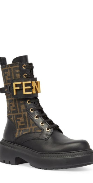 Fendi - graphy Biker Boot in Black/Brown at Nordstrom