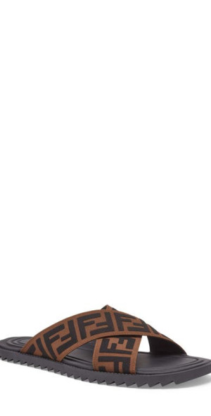 Fendi - Slide Sandal in Tan/Black at Nordstrom