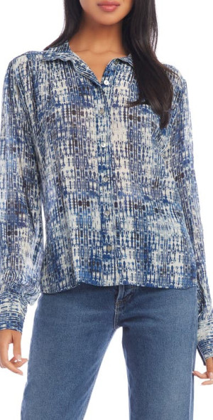 FIFTEEN TWENTY - Metallic Boxy Button-Up Shirt in Print at Nordstrom