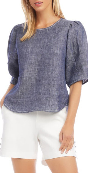 FIFTEEN TWENTY - Poof Linen Top in Indigo