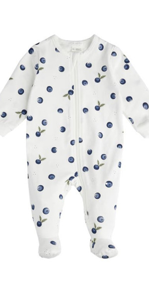 FIRSTS by Petit Lem - Blueberry Print Organic Cotton Fitted One-Piece ...