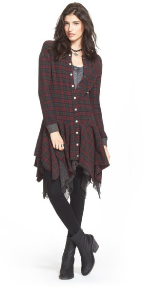 Free People - Tattered Hem Shirt Jacket in Brick Combo at Nordstrom