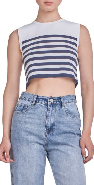 Grey Lab - Stripe Crop Tank in White/Navy at Nordstrom