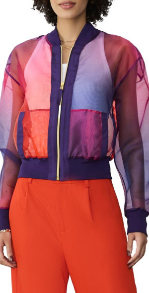 GSTQ - Sunset Sheer Bomber Jacket in Sunset Gradient at Nordstrom
