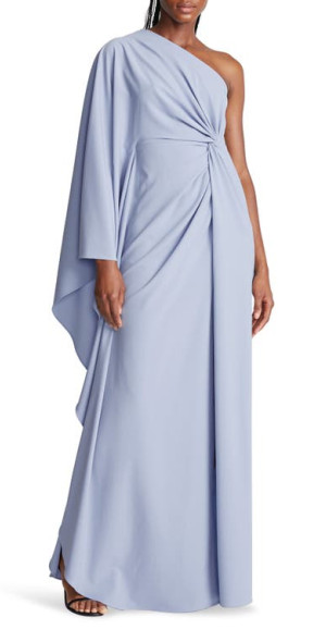 HALSTON - Ariella One-Shoulder Fluid Crepe Gown in Powder at Nordstrom