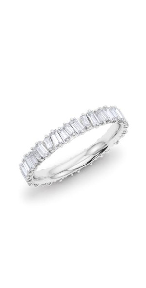 HauteCarat - Lab Created Baguette Diamond Tennis Bangle in 18K White Gold