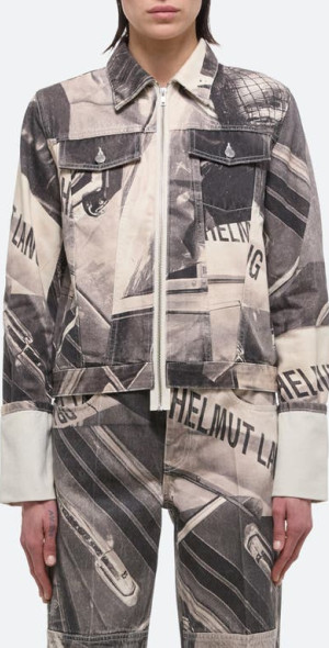 Helmut Lang - Graphic Print Organic Cotton Trucker Jacket in Black Multi