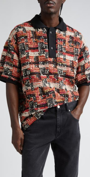 Isabel Marant - Dorian Tweed Polo in Shell Pink/Ecru Slec