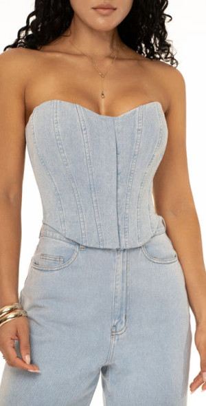 JLUXLABEL - Britney Denim Corset in Blue