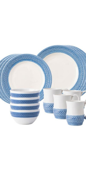 Juliska - Le Panier Delft Blue 16-Piece Dinnerware Set in Whitewash at ...