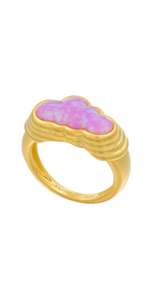 July Child - Cotton Candy Cloud Signet Ring in Gold/Pink