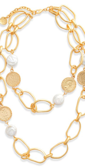 Karine Sultan - Pearl & Coin Layered Necklace in Gold at Nordstrom