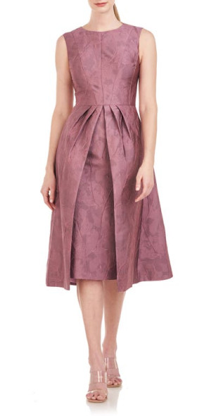Kay Unger - Norma Pleated Floral Embroidered Cocktail Dress in Primrose ...