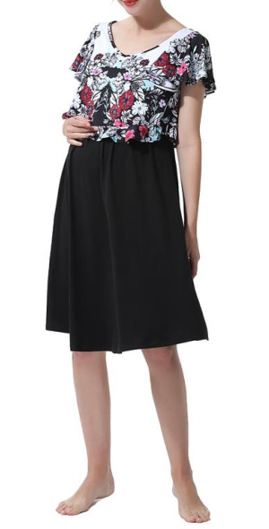 Kimi and Kai - Gini Maternity Nightgown in Black Multi at Nordstrom