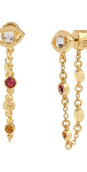 Kurt Geiger London - Evil Eye Front/Back Earrings in Gold/Multi at ...