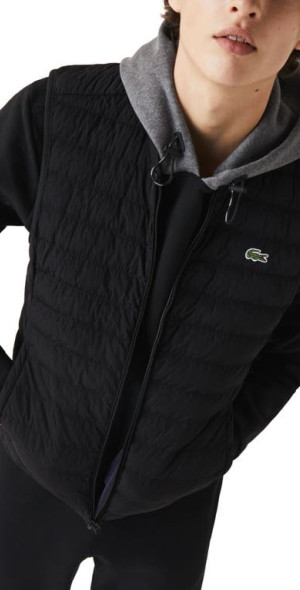Lacoste - Crinkled Water Resistant Quilted Packable Vest in Black