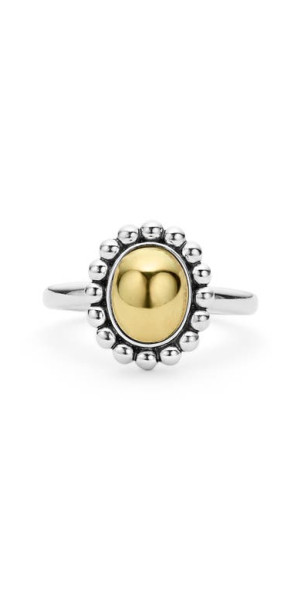 LAGOS - High Bar Caviar Oval Dome Ring in Two-Tone